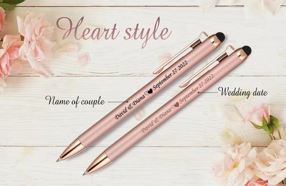 10 Personalized Metal Wedding Pen. Rose Gold Wedding Pen wedding Favor .bridal Shower Pen Bachelorette Party Favor Pen Set of 10 Etsy