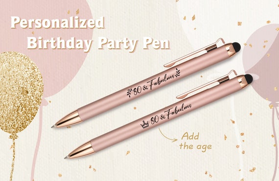 10 Personalized Metal Birthday Pens. Birthday Party Favor Pen - Etsy