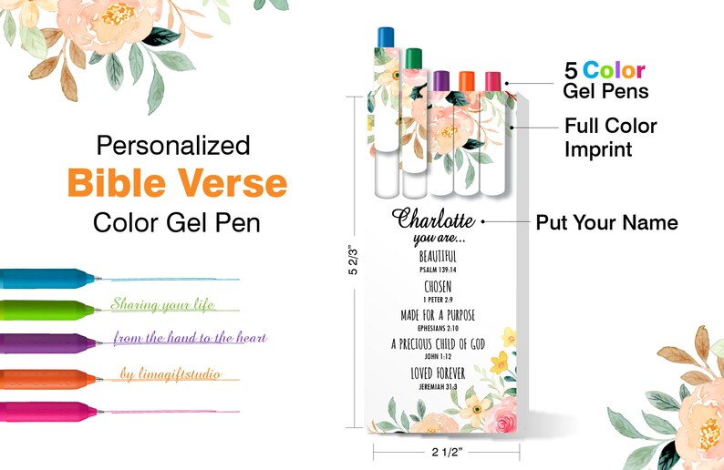 Personalized Bible Verse Color Gel Pen Custom Bible Verse Pen - Etsy