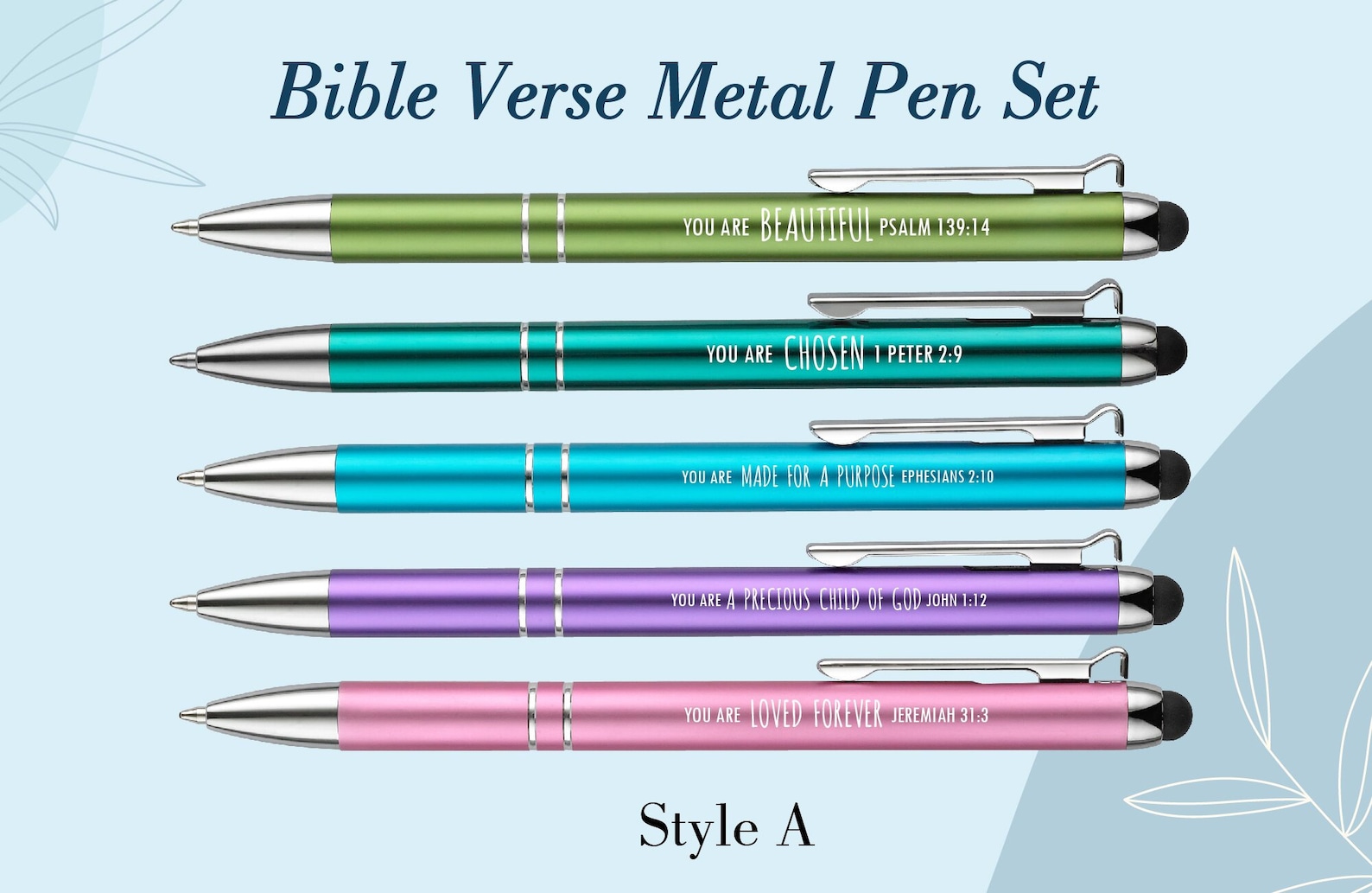 Personalized Bible Verse Metal Stylus Pen Set: Christian Gift - Etsy