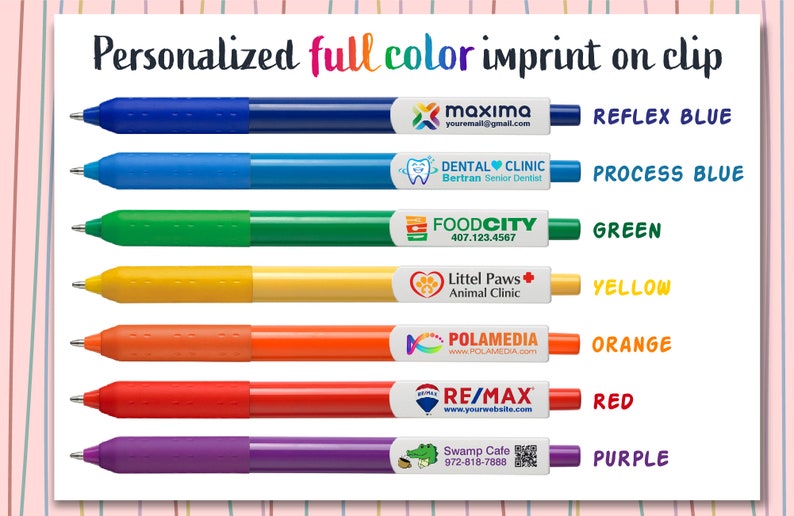 250 Custom Business Pens: Full Color Logo Imprint - Etsy