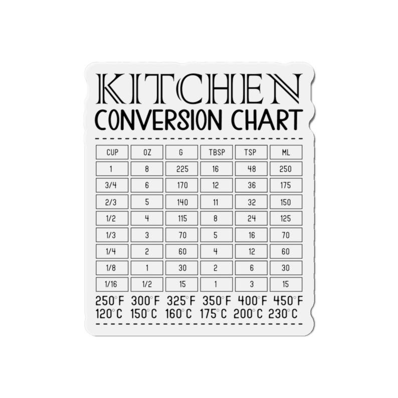 Kitchen Conversions Chart Magnet - Handy Measurement Guide for Cooking ...