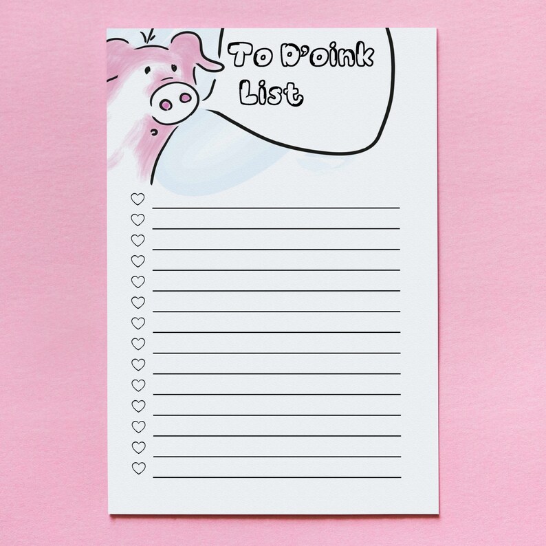 Printable, to Do List, Checklist, Task List - Cute Pig - Etsy