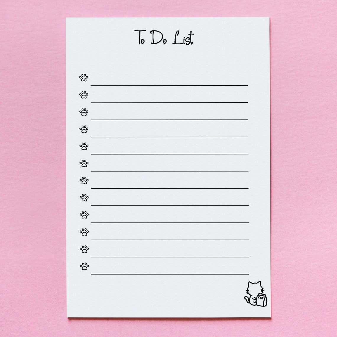 To Do List Printable-checklist-task List-cute Cat Toe Beans-paws-cat ...