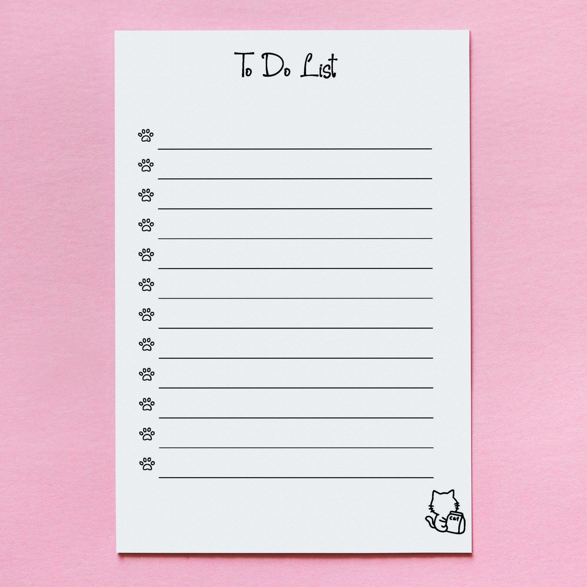 To Do List Printable-checklist-task List-cute Cat Toe Beans-paws-cat ...