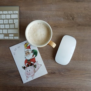 Printable Santa Riding Pig Christmas Card Merry Christmas - Etsy