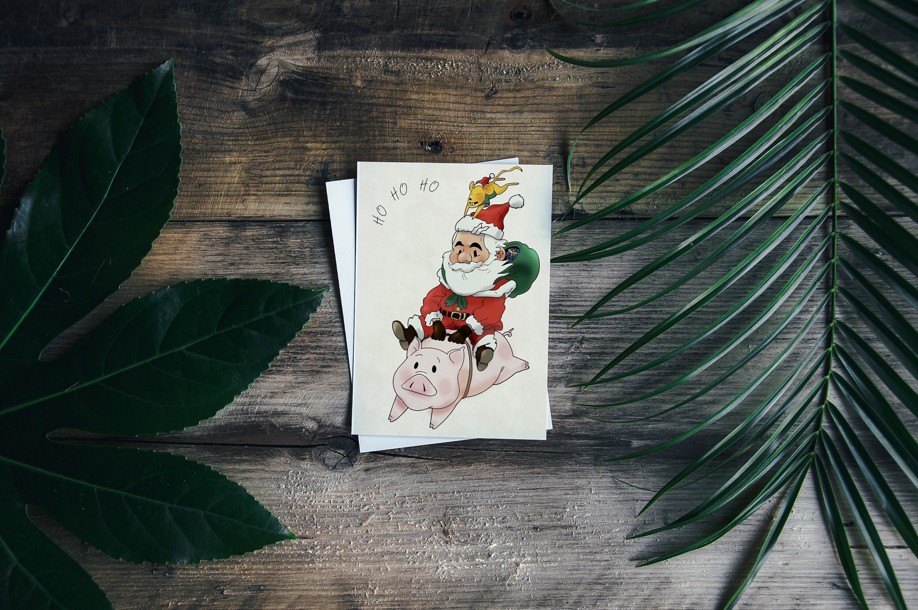 Printable Santa Riding Pig Christmas Card Merry Christmas - Etsy