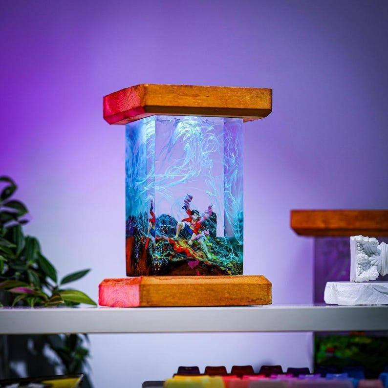 Luffy One Piece Epoxy Lamp, Anime Figure Resin Art Night Light, Unique ...