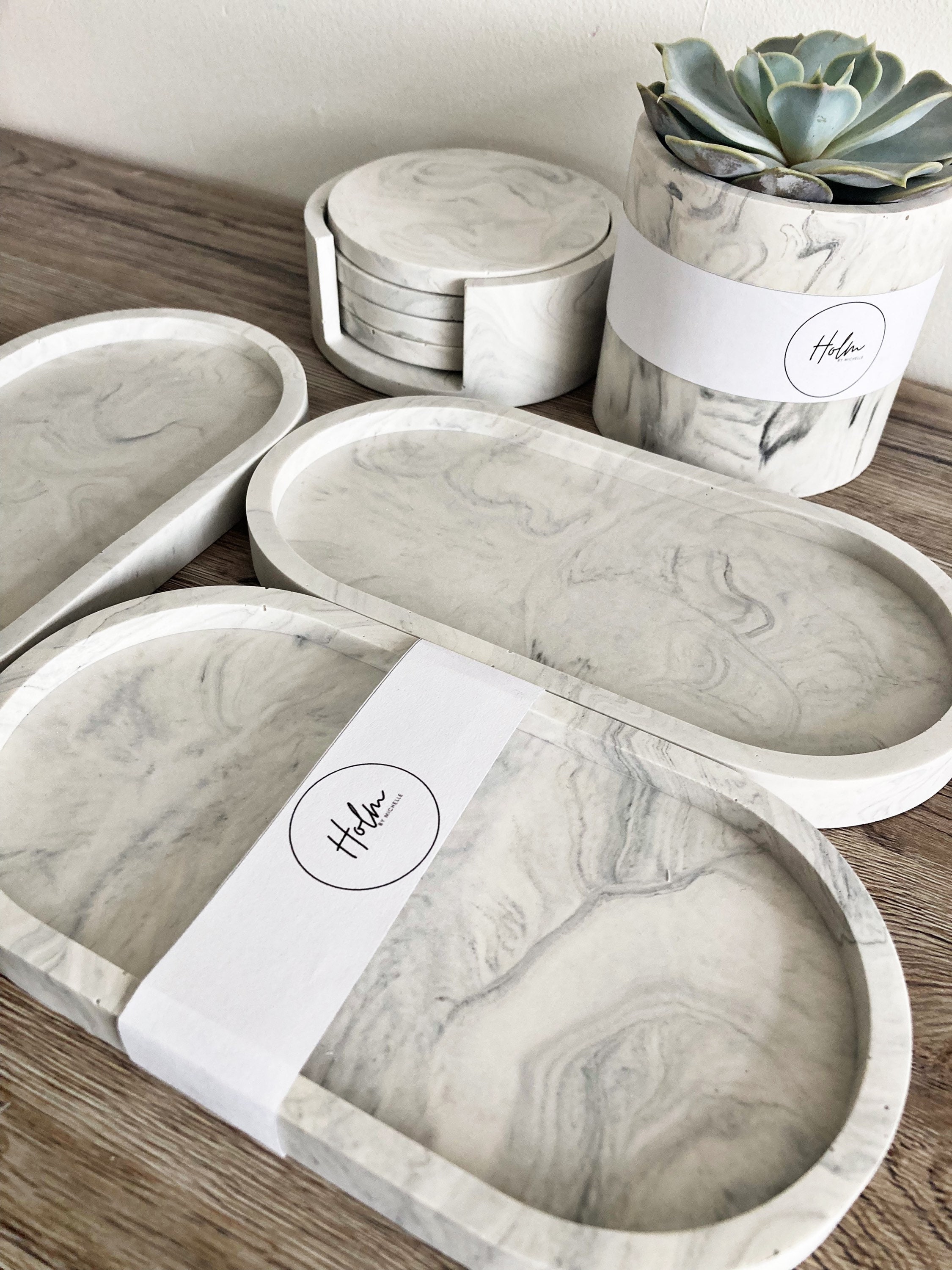 Decorative Marble Oval Tray Round Pot or Coasters trinket - Etsy UK