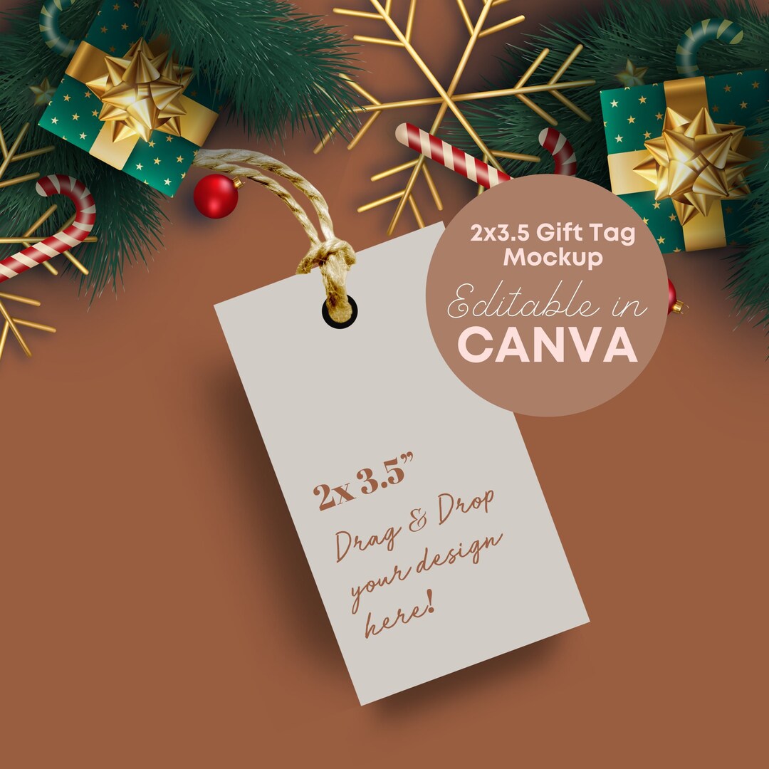 2x3.5 Christmas Gift Tags Mockup Canva Template, Gift Invitations. Etsy ...