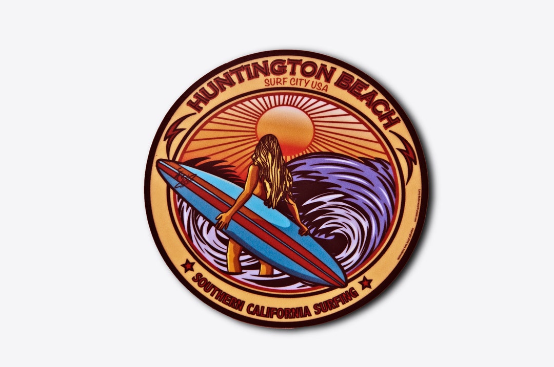 Huntington Beach Ca Surf Decal, Surf City USA Vinyl Oval Decal ...