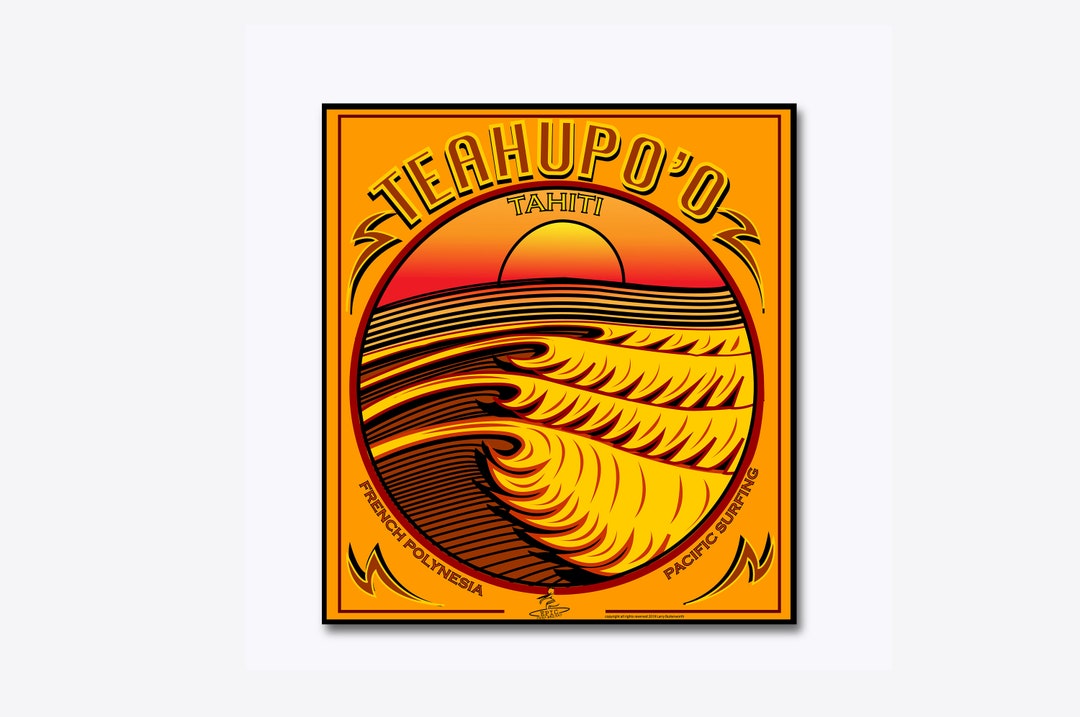 TEAHUPO'O Surfing Decal, Tahiti Paradise Surf Vinyl Decal, Indonesia ...
