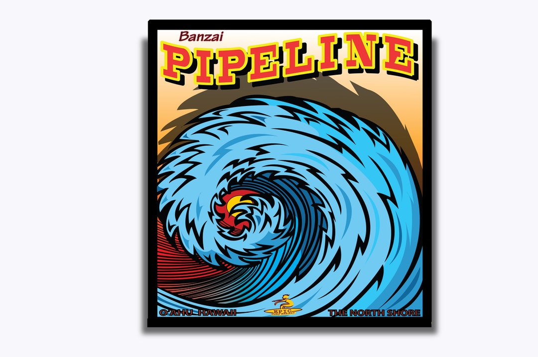 BANZAI PIPELINE Hawaii Surfing Vinyl Decal, North Shore Surfers Sticker ...