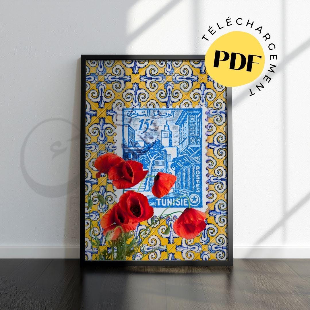 Poster Stamp / Zellige / Tunisia Poster / Pop Art Frame Painting Poster ...