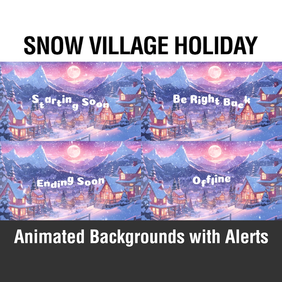Animated Snow Background Screens Village Holiday WEBM Twitch Vtuber OBS ...