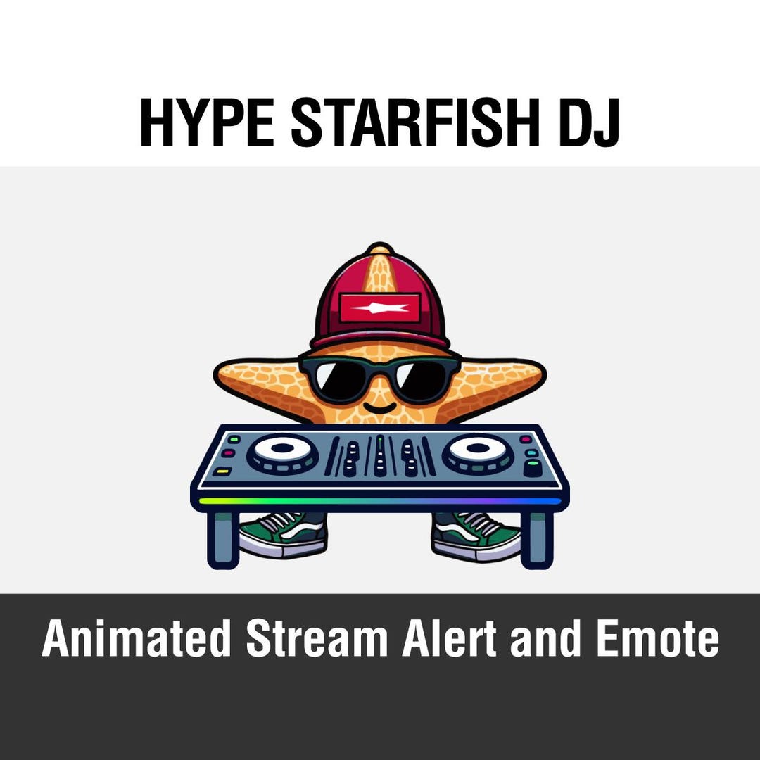 Hype Starfish DJ Jumping Animated Alert + Emote Twitch Stream ...