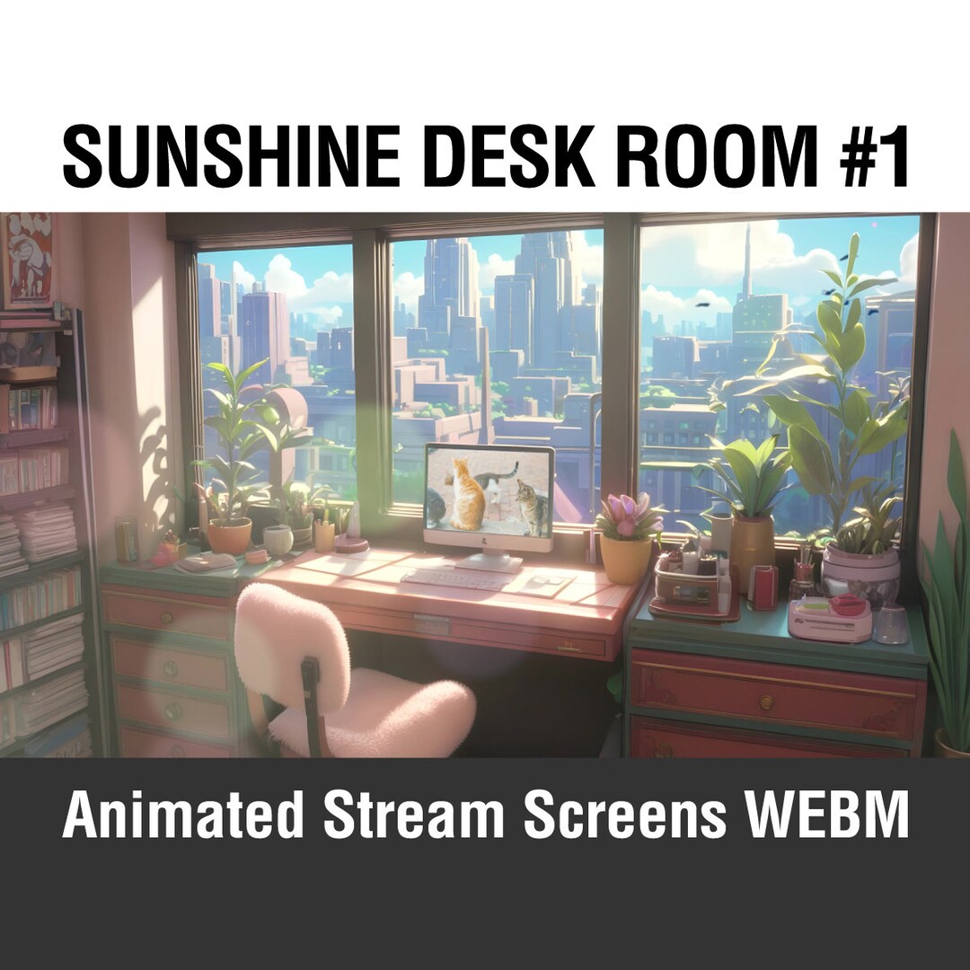 Sunshine Desk Room Animated Stream Screen WEBM Cyberpunk Tron Computer ...