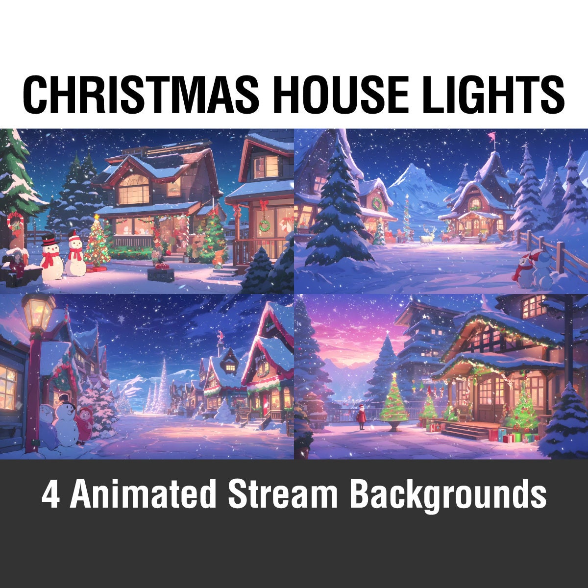 Animated Christmas Backgrounds House Lights WEBM Twitch Vtube Stream ...