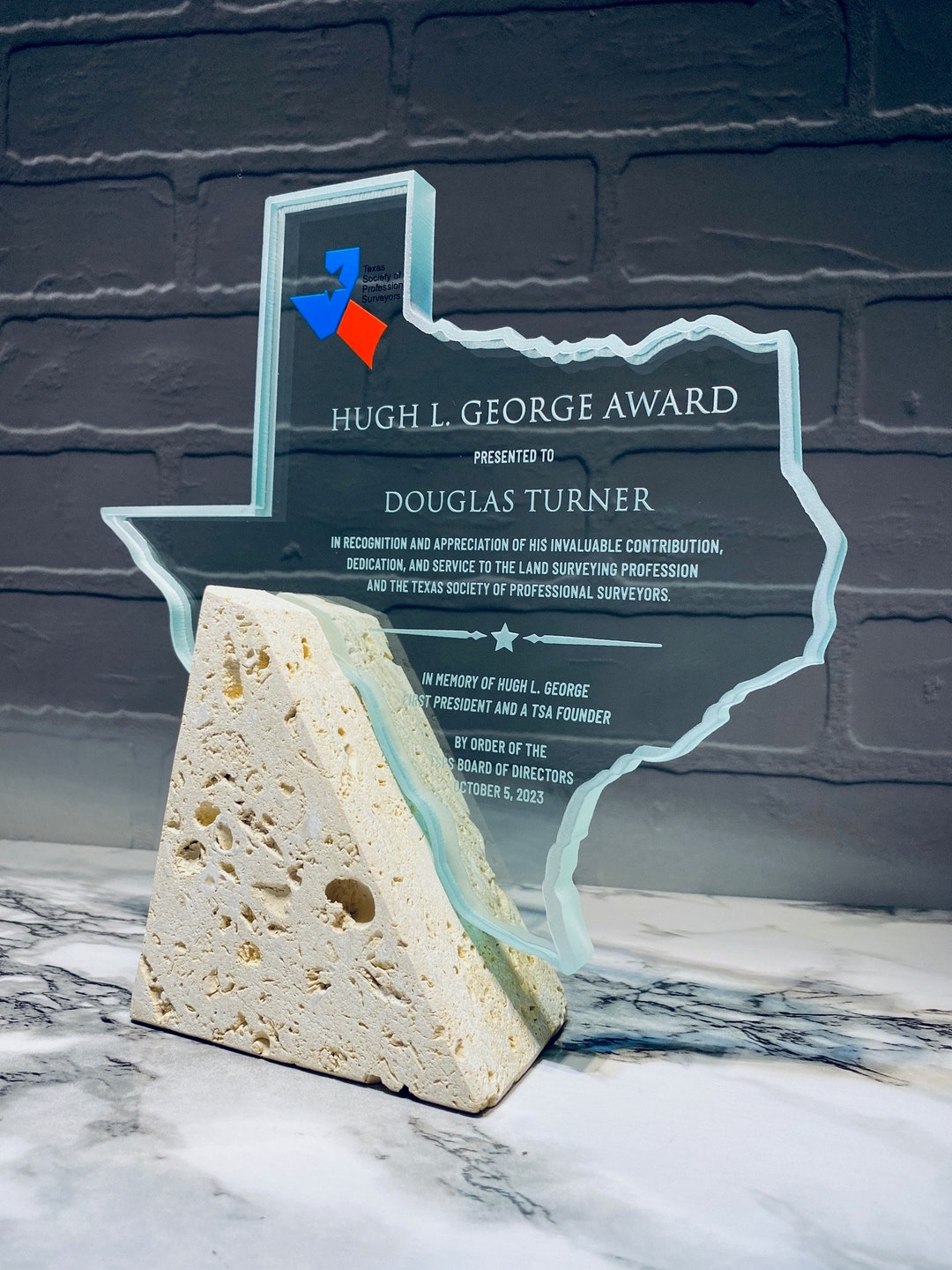 Texas Shaped Glass and Stone Award - Etsy