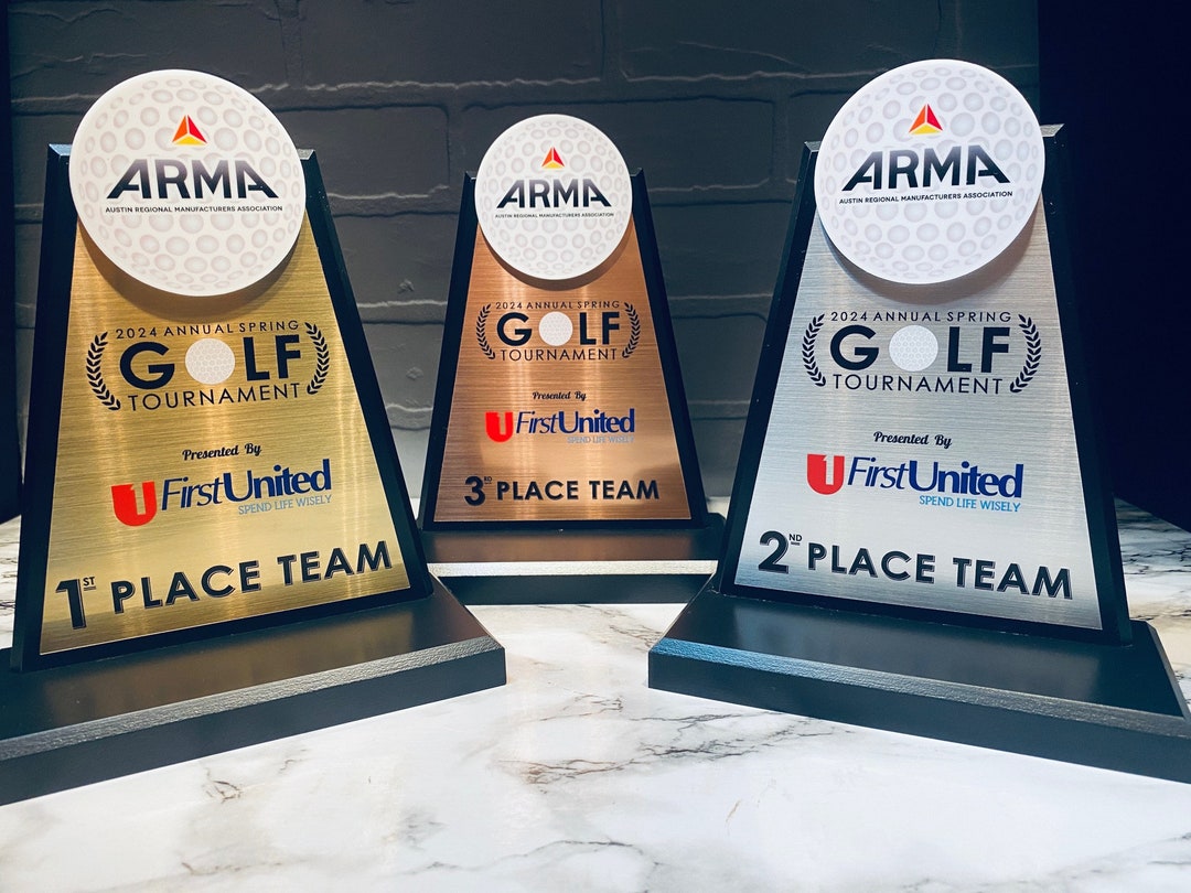 Custom Modern Black Wood Sport Trophies, Golf, Soccer, Pickleball ...