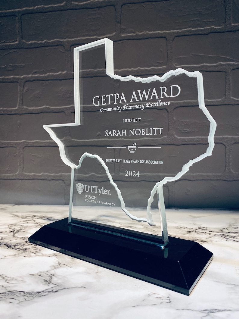 Texas Crystal Glass Award – Custom Engraved Corporate Award – Executive ...
