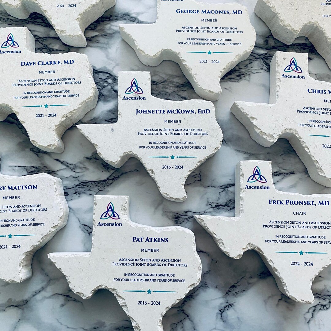 Personalized State of Texas Limestone Paperweight - Service, Employee ...