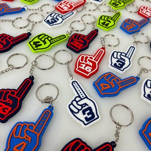 F1 Driver Foam Fingers Name Number Rubber Keyring Formula One ...