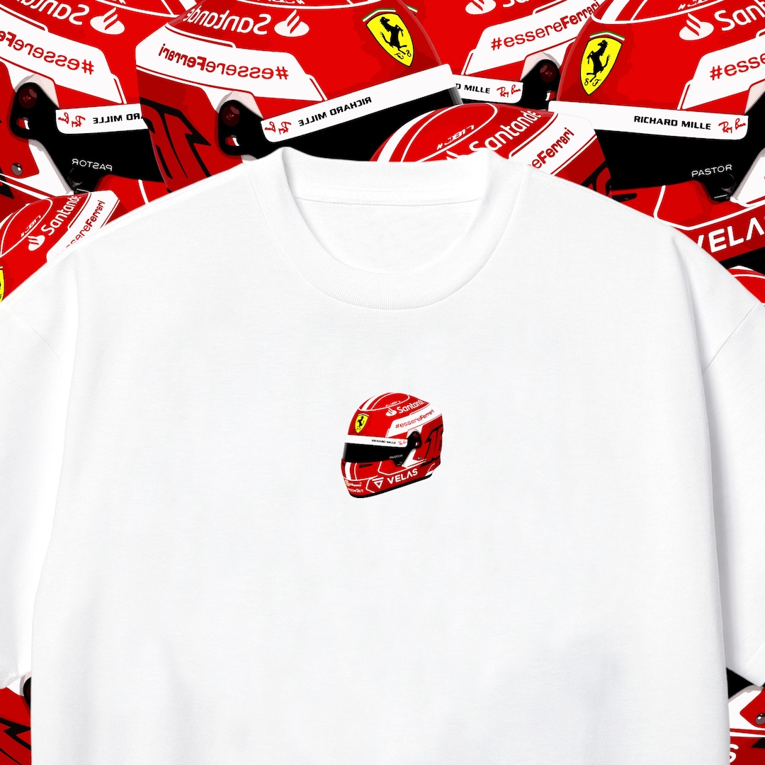 Leclerc Monaco Helmet Design T-shirt, F1 Top, F1 Clothing, Gifts for ...