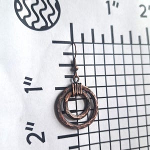 Handmade Rustic Copper Earrings With Hammered Rings and Coiled Wire ...