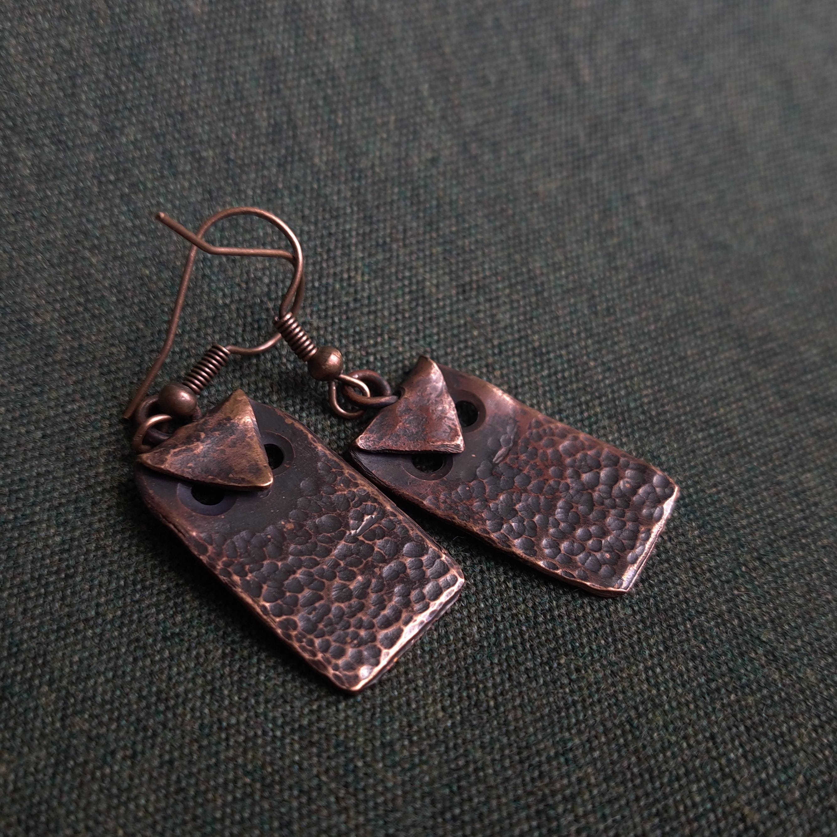 Small Copper Owls for Your Ear. Handforged, Natural Patinated ...