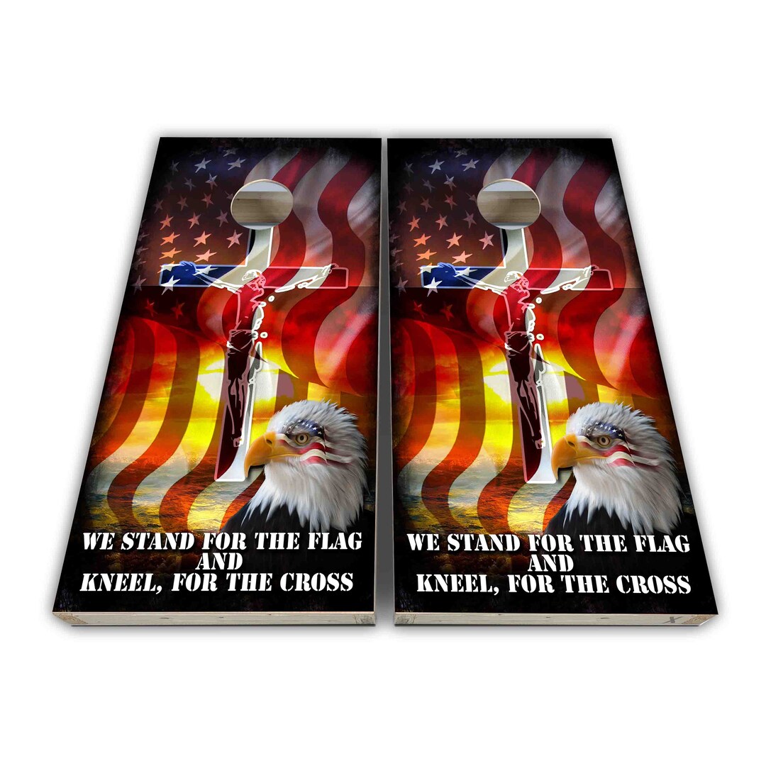 Stand for the Flag Kneel for the Cross Cornhole Wraps - Cornhole Wraps ...