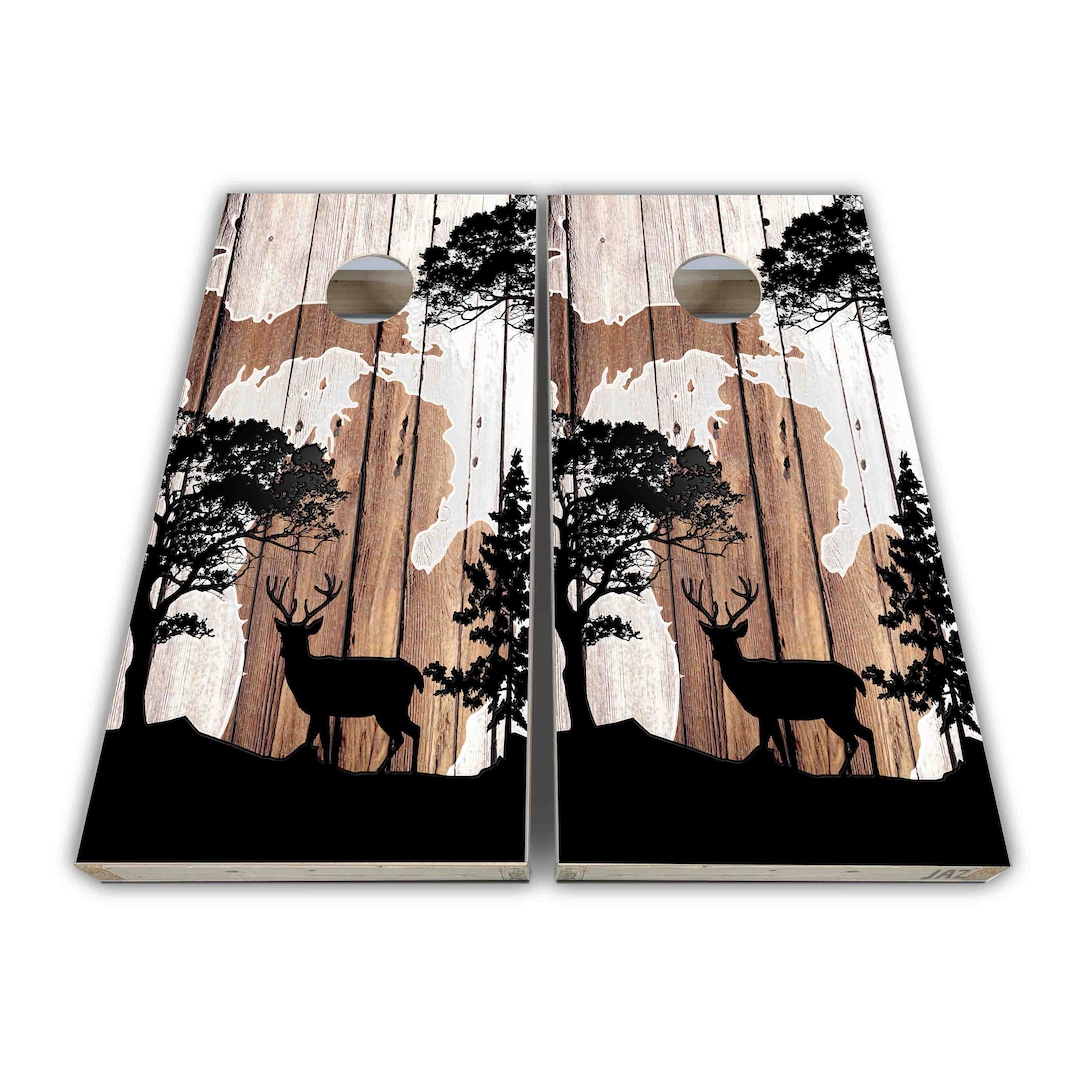 Deer Personalized With Your State Outline Custom Name Cornhole Wraps ...