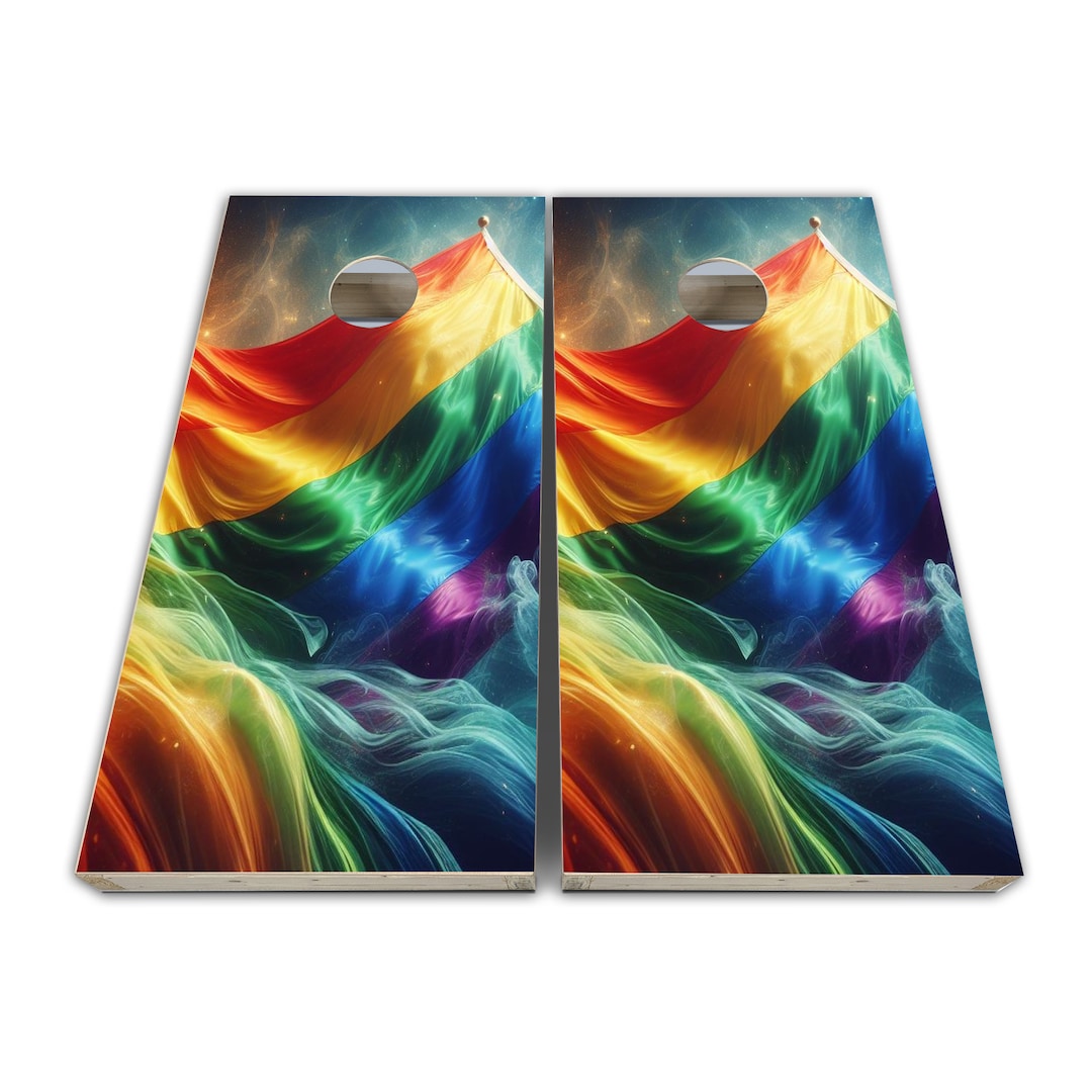 Rainbow Flag Cornhole Wraps - Cornhole Wraps - Cornhole Skins - Vinyl ...