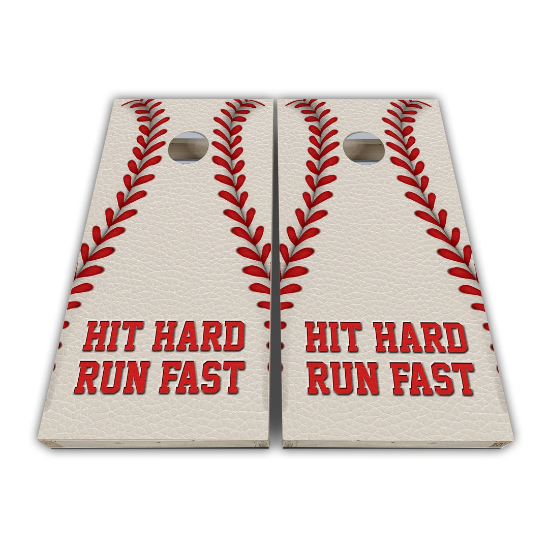 Base Hit Baseball Cornhole Wrap Set - Cornhole Wraps - Cornhole Skins ...