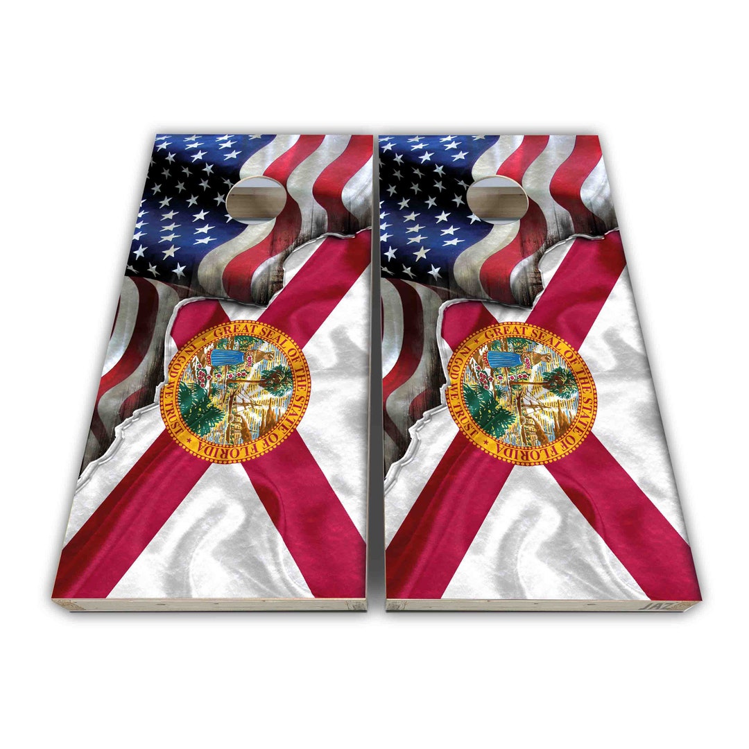 USA Ripped Florida Flag Cornhole Wraps - Cornhole Wraps - Cornhole ...