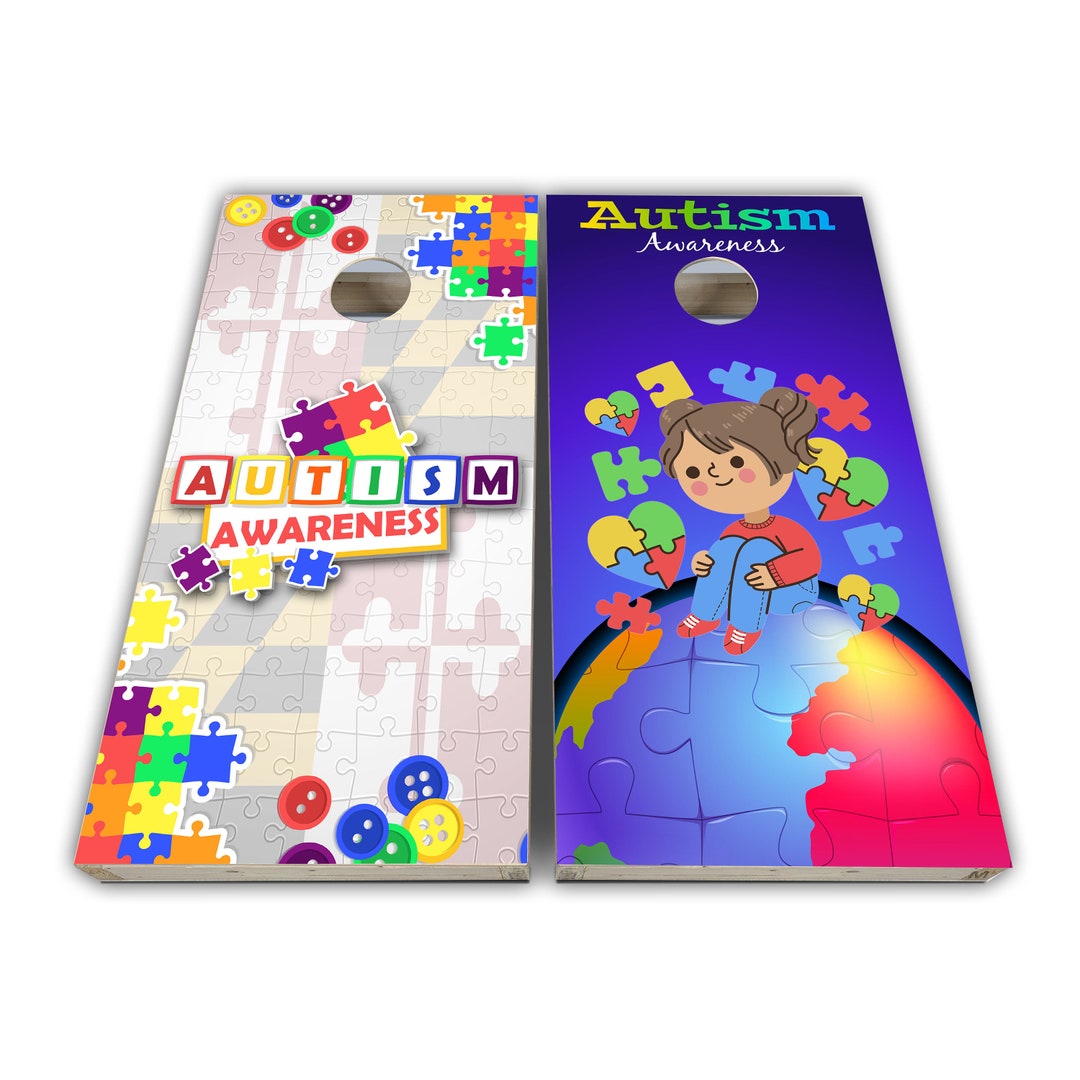Autism Awareness Cornhole Wraps - Cornhole Wraps - Cornhole Skins ...
