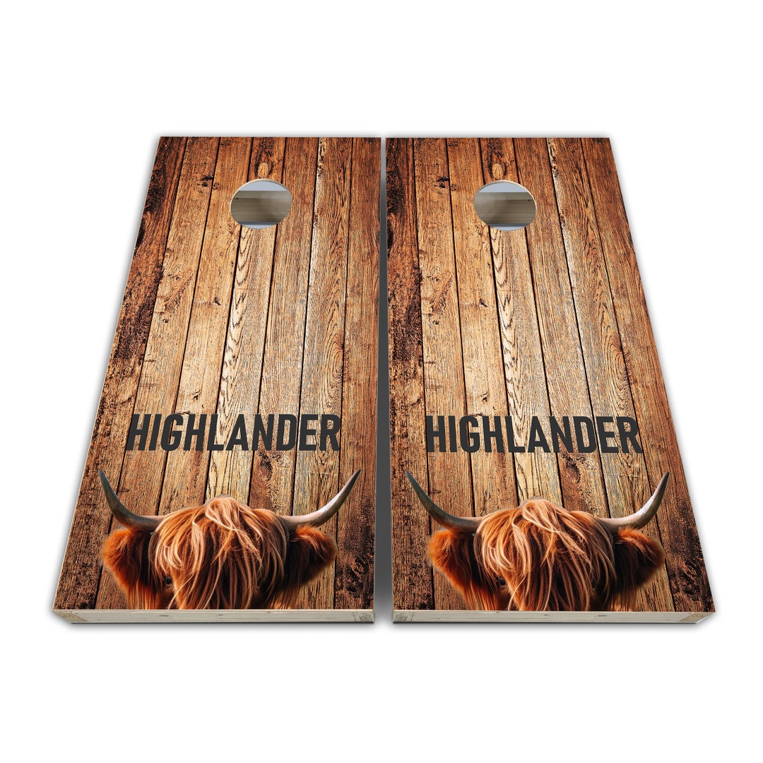 Peeking Highlander Cow Cornhole Wraps - Cornhole Wraps - Cornhole Skins ...