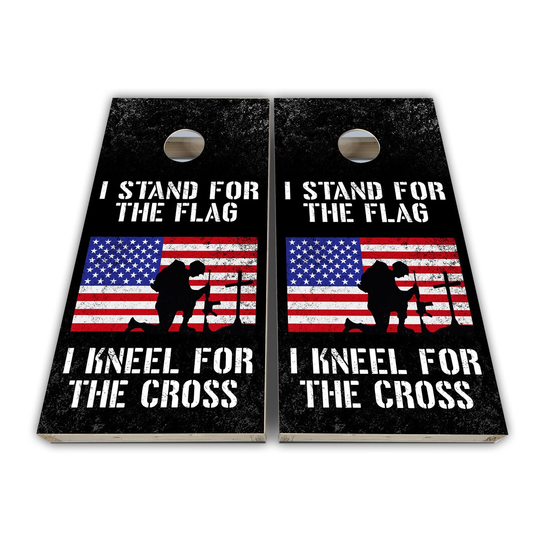 Stand for the Flag Kneel for the Cross Cornhole Wraps - Cornhole Wraps ...