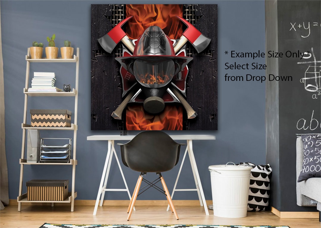 Fireman Mask Firefighter Acrylic Art Printed Wall Art Durable Long ...