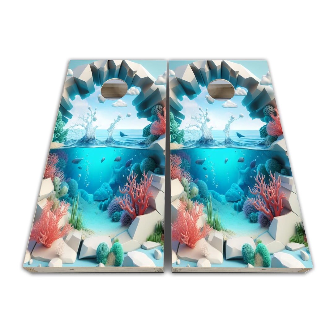 3D Underwater Coral Reef Corn Hole Colorado Cornhole Wraps - Cornhole ...