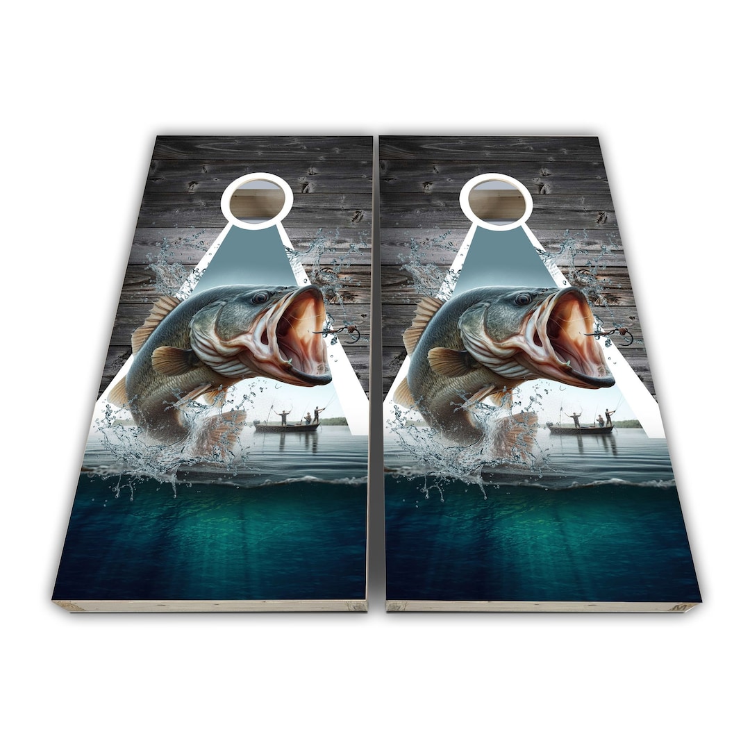 Fishing Boat Bass Tournament Bass Cornhole Wraps - Cornhole Wraps ...