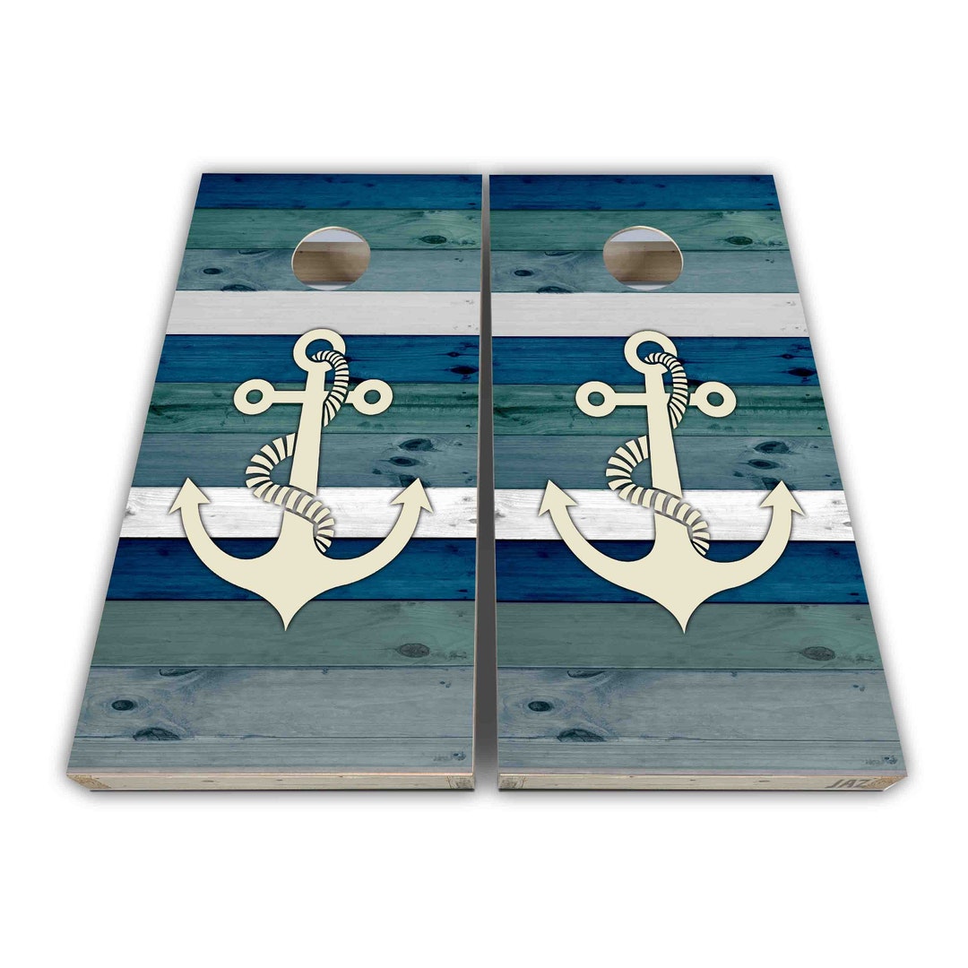 Plank Wood Anchor Cornhole Wraps - Cornhole Wraps - Cornhole Skins ...