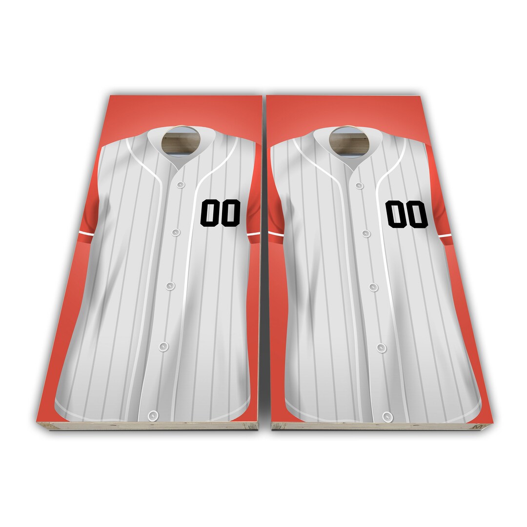 Custom Baseball Jersey Cornhole Wrap Set - Cornhole Wraps - Cornhole ...