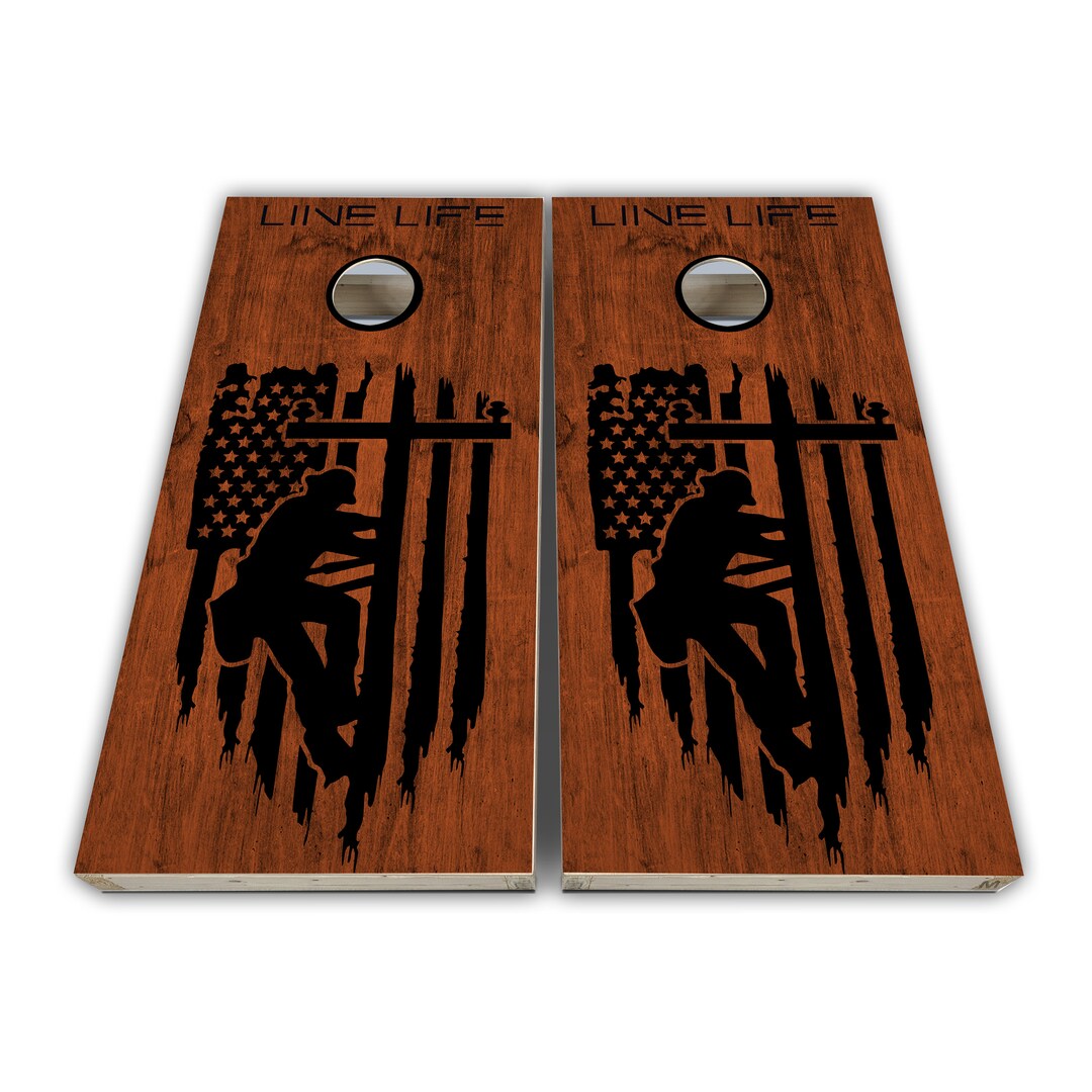 Line Life Lineman Cornhole Wraps - Cornhole Wraps - Cornhole Skins ...