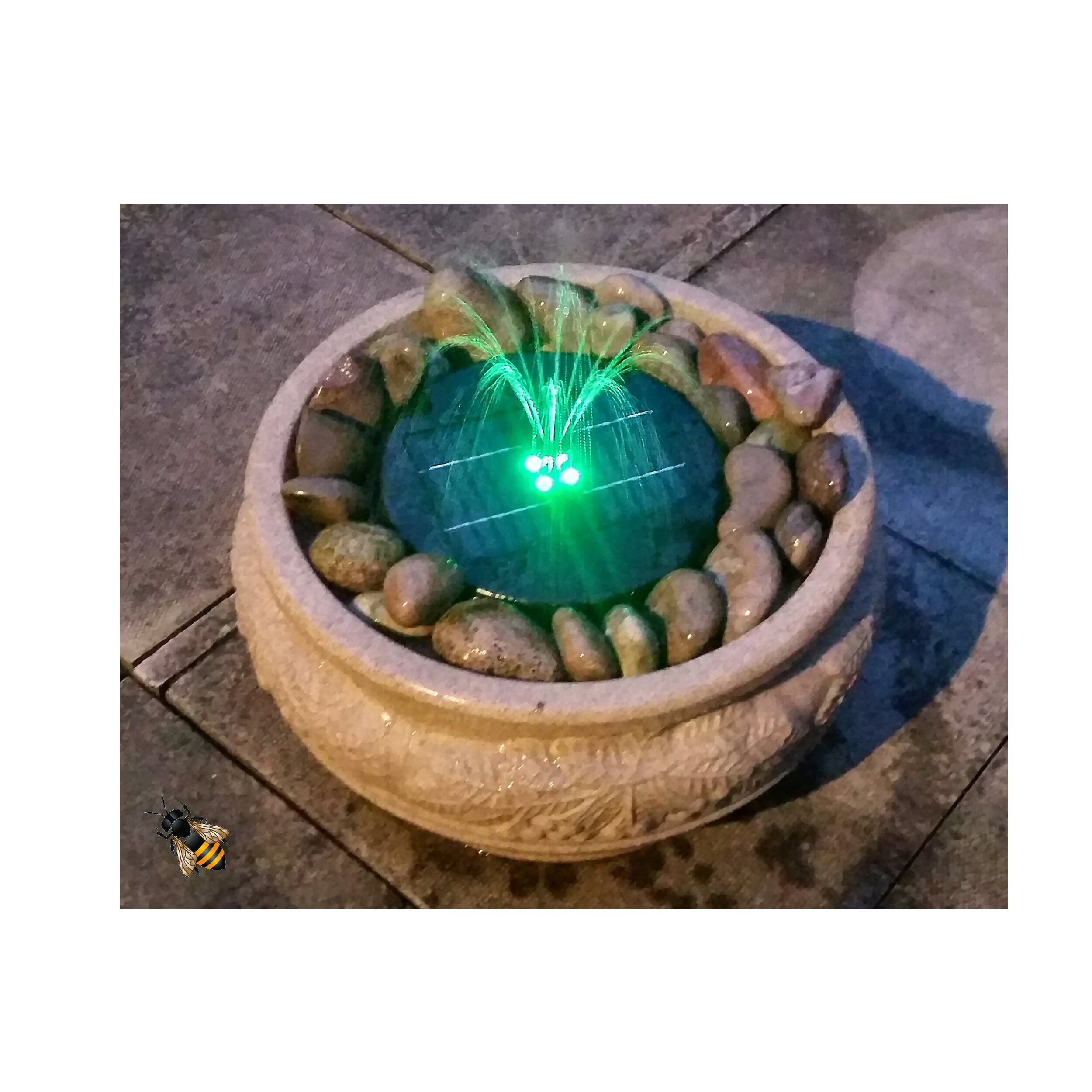 Solar Water Feature Fountain With LED Lights Pebble Pool Patio Decking ...