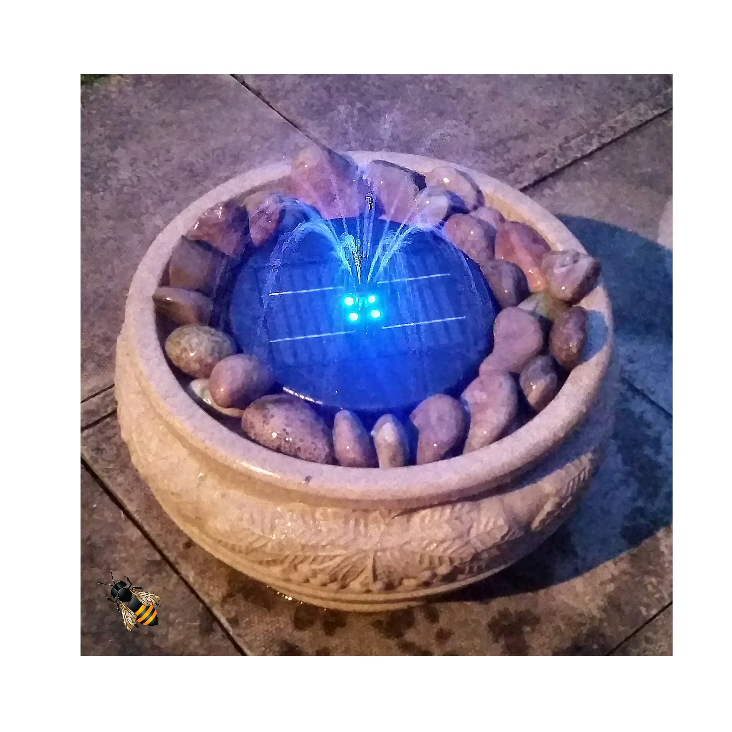 Solar Water Feature Fountain With LED Lights Pebble Pool Patio Decking ...