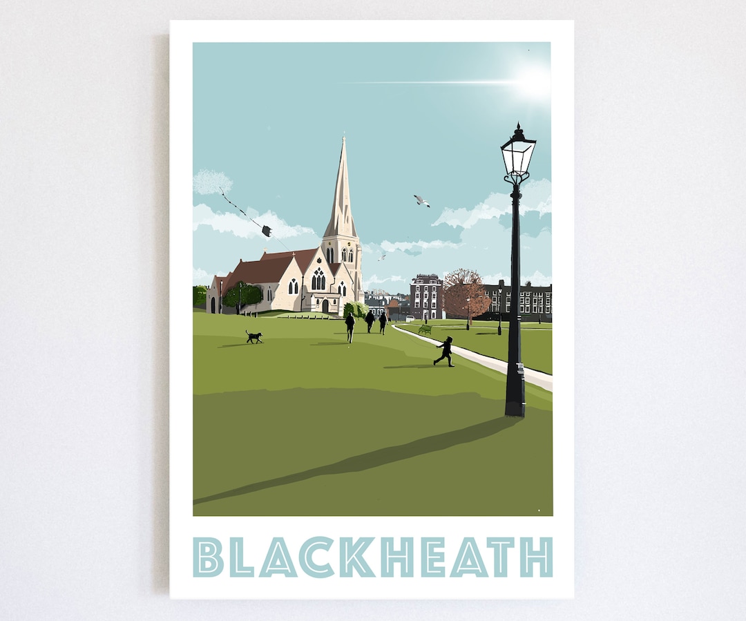 Blackheath, London Travel Poster, Personalised Print, Digital Drawings ...