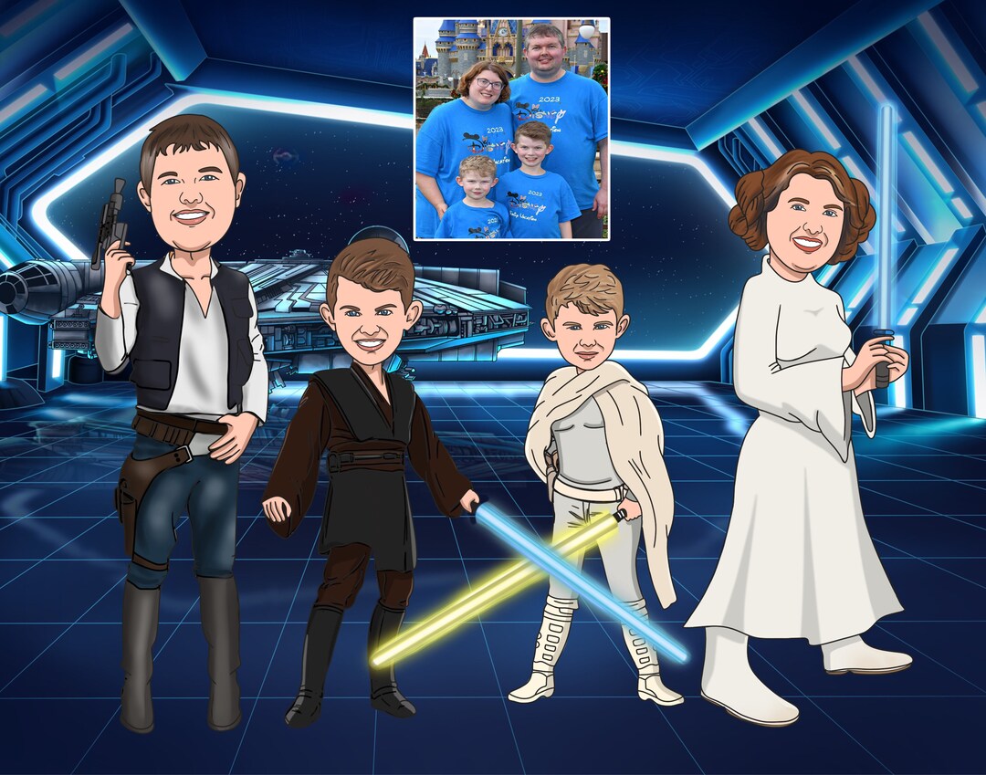 Custom Stars Jedi Family Portrait Personalized Digital Art - Etsy