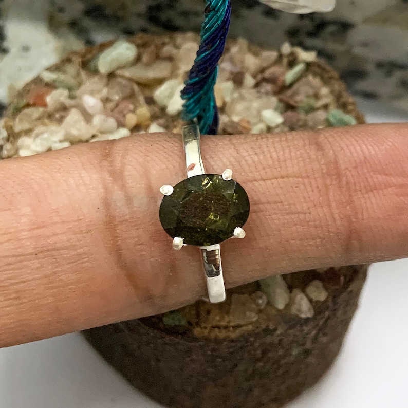 Natural Cut Moldavite Ring Raw Moldavite Gemstone 925 - Etsy