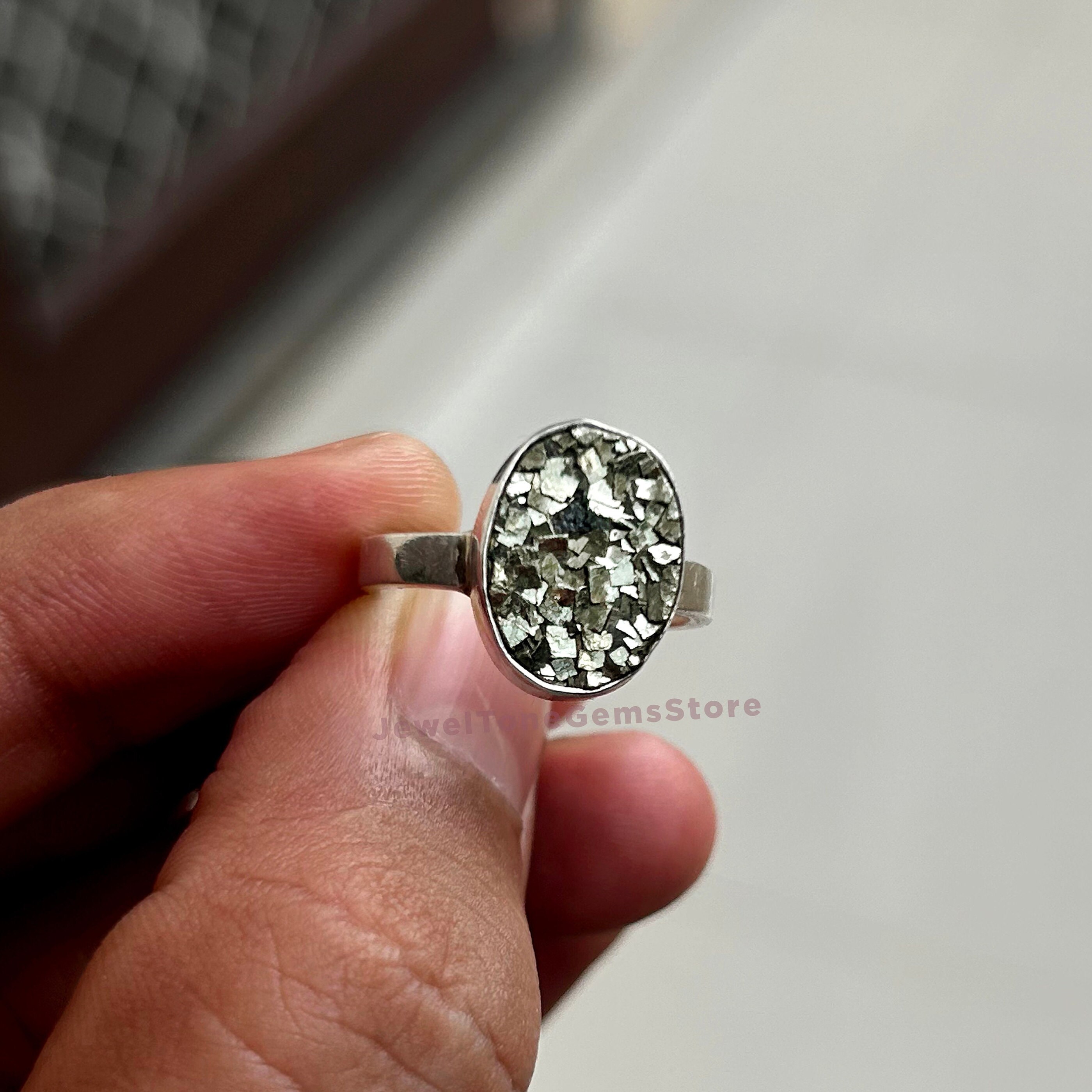 Oval Pyrite Ring, 925 Sterling Silver Ring, Natural Pyrite Gemstone ...